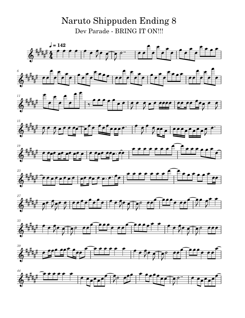 Naruto Shippuden Ending 8 Sheet music for Flute (Solo) | Musescore.com