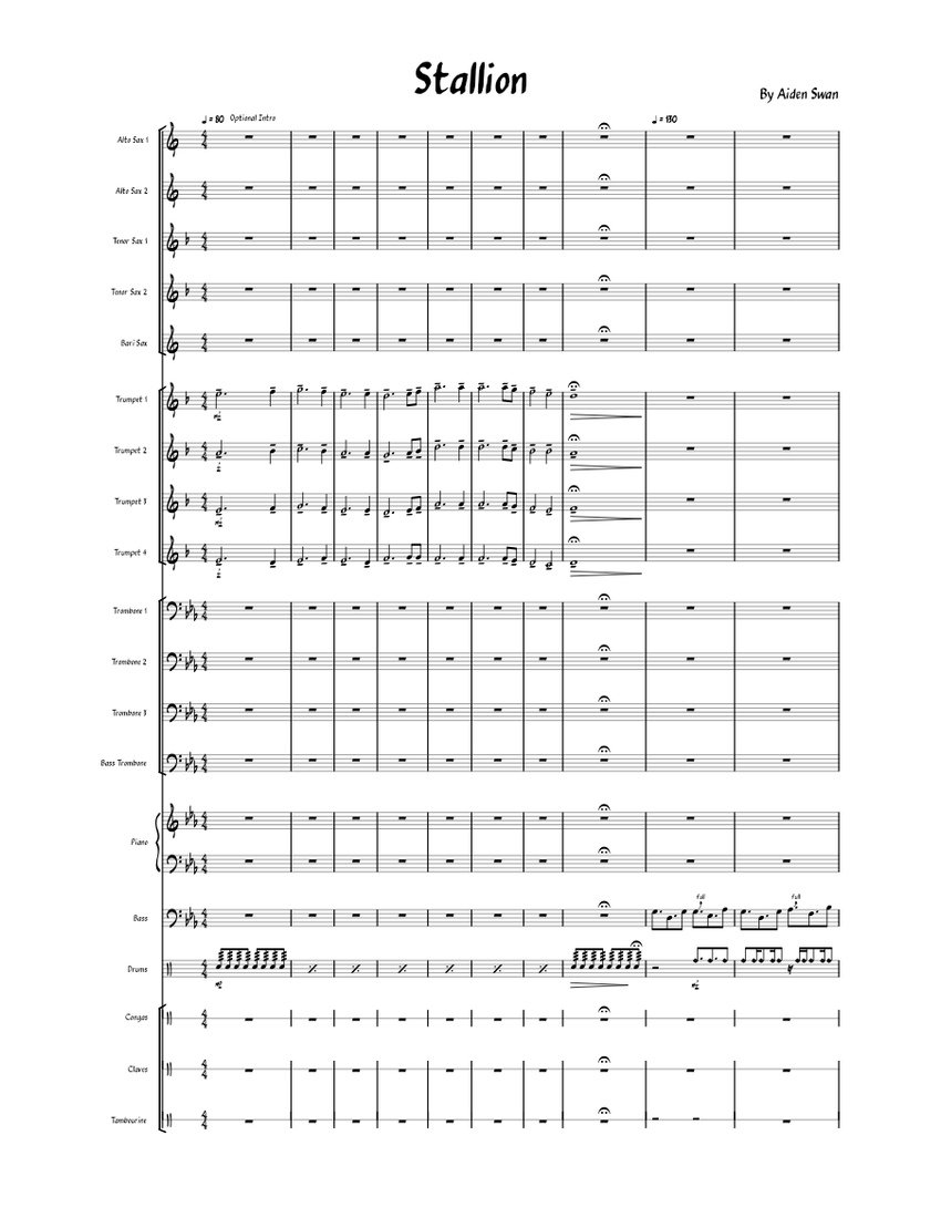 Stallion Sheet music for Piano, Trombone, Trombone bass, Tambourine ...