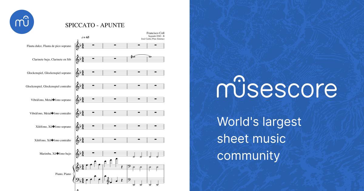 Spiccato apunte Sheet Music for Piano, Clarinet bass, Vibraphone ...
