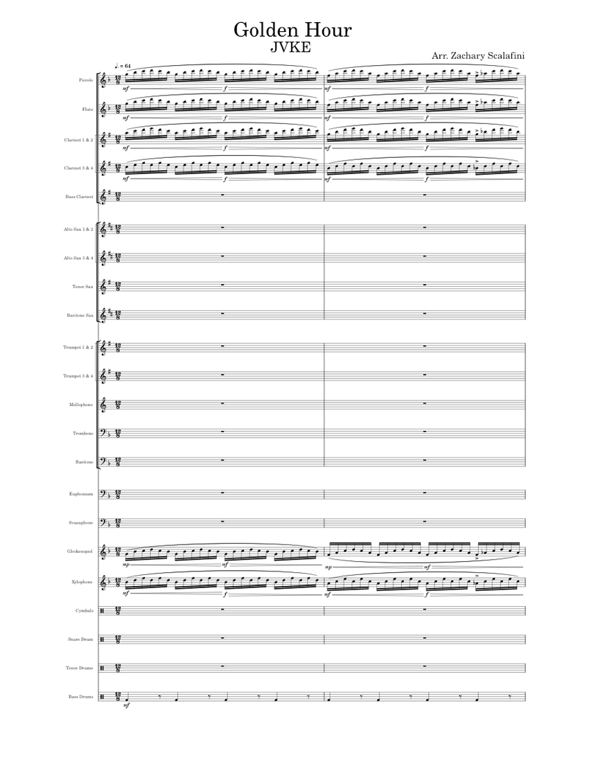 Golden Hour Sheet music for Trombone, Euphonium, Flute piccolo, Flute & more instruments ...