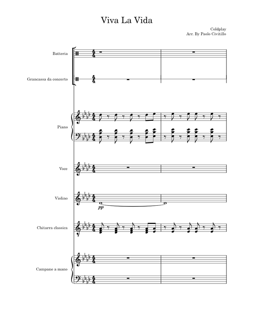 Viva La Vida – Coldplay Viva_La_Vida Sheet music for Piano, Vocals ...