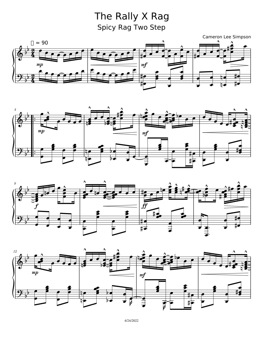 The Rally X Rag Sheet music for Piano (Solo) | Musescore.com