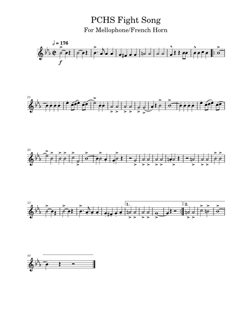 PCHS Fight Song Sheet music for French horn (Solo) | Musescore.com