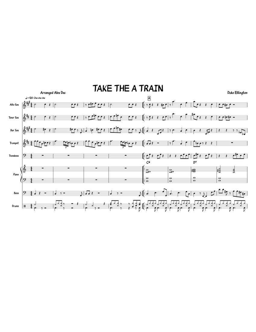 TAKE THE A TRAIN.. Sheet Music with Chords for Piano, Trombone ...