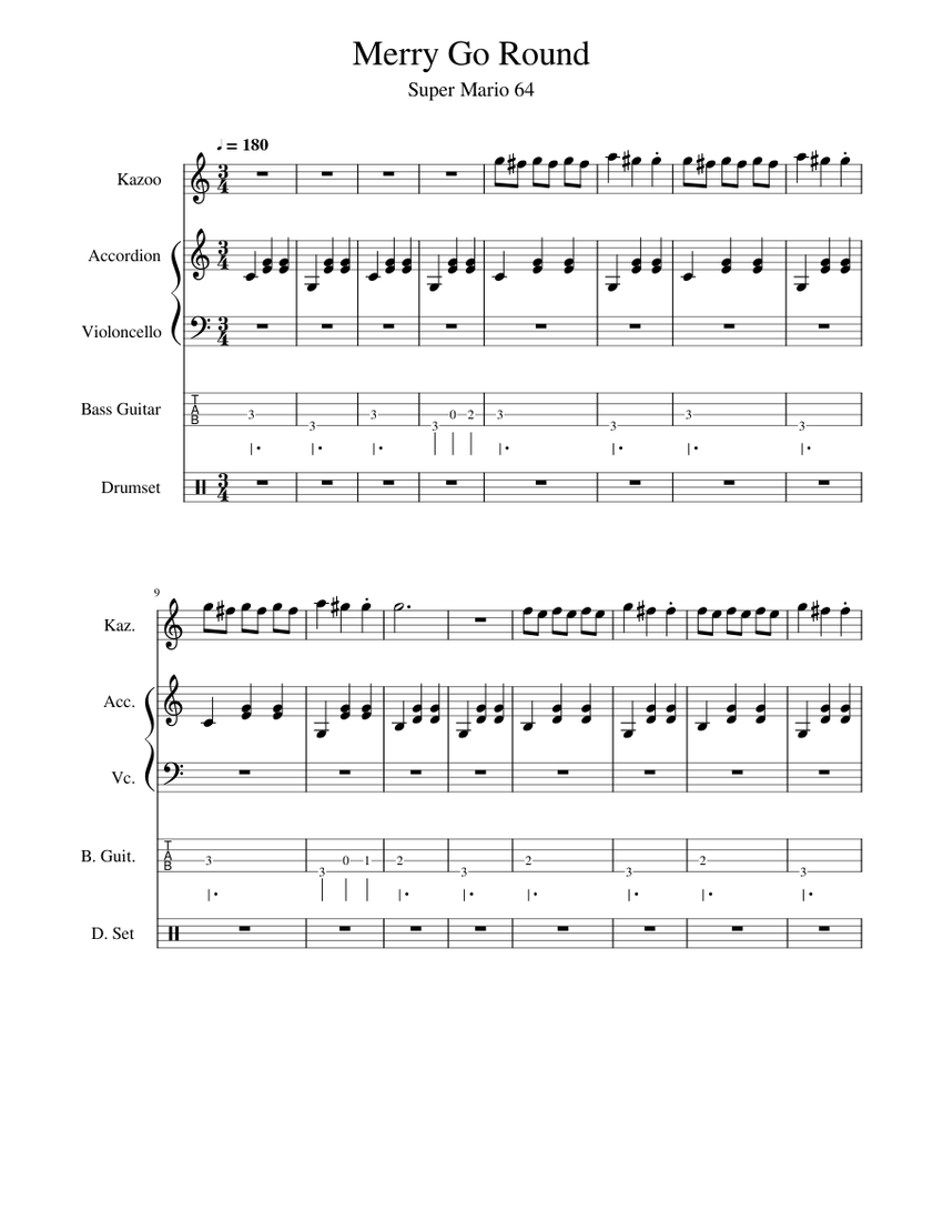 Merry Go Round Sheet music for Accordion, Kazoo, Cello, Bass guitar ...