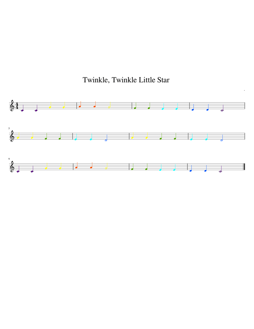 Twinkle, Twinkle Little Star (Colors) Sheet music for Piano (Solo) Easy ...