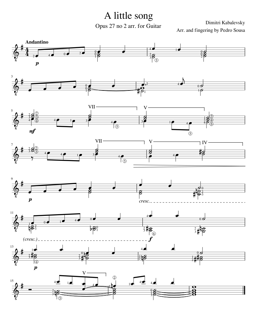 A little song Sheet music for Guitar (Solo) | Musescore.com