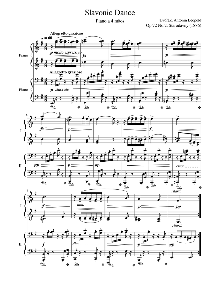 Slavonic Dance Op.72 No.2 - Antonín Leopold Dvorak Sheet music for ...