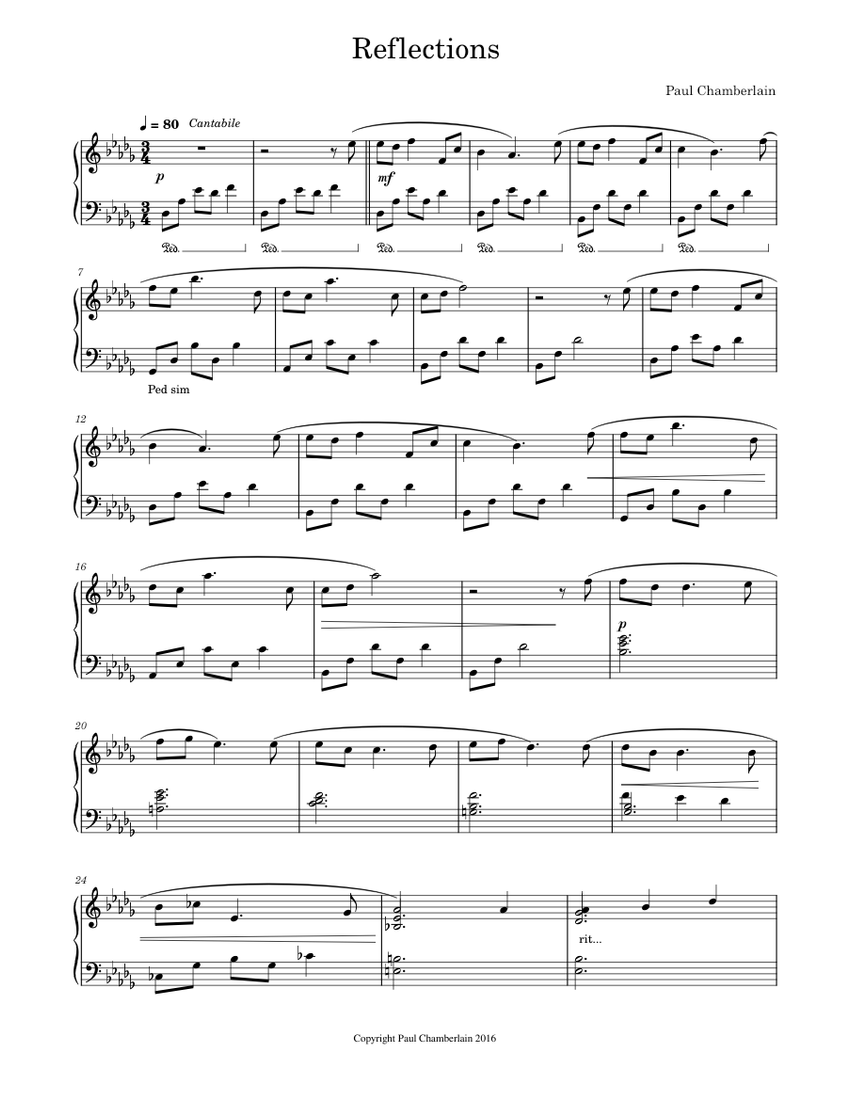 Reflections Sheet music for Piano (Solo) | Musescore.com