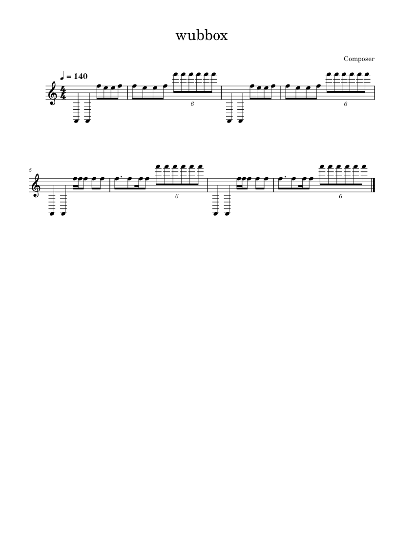 wubbox Sheet music for Piano (Solo) | Musescore.com