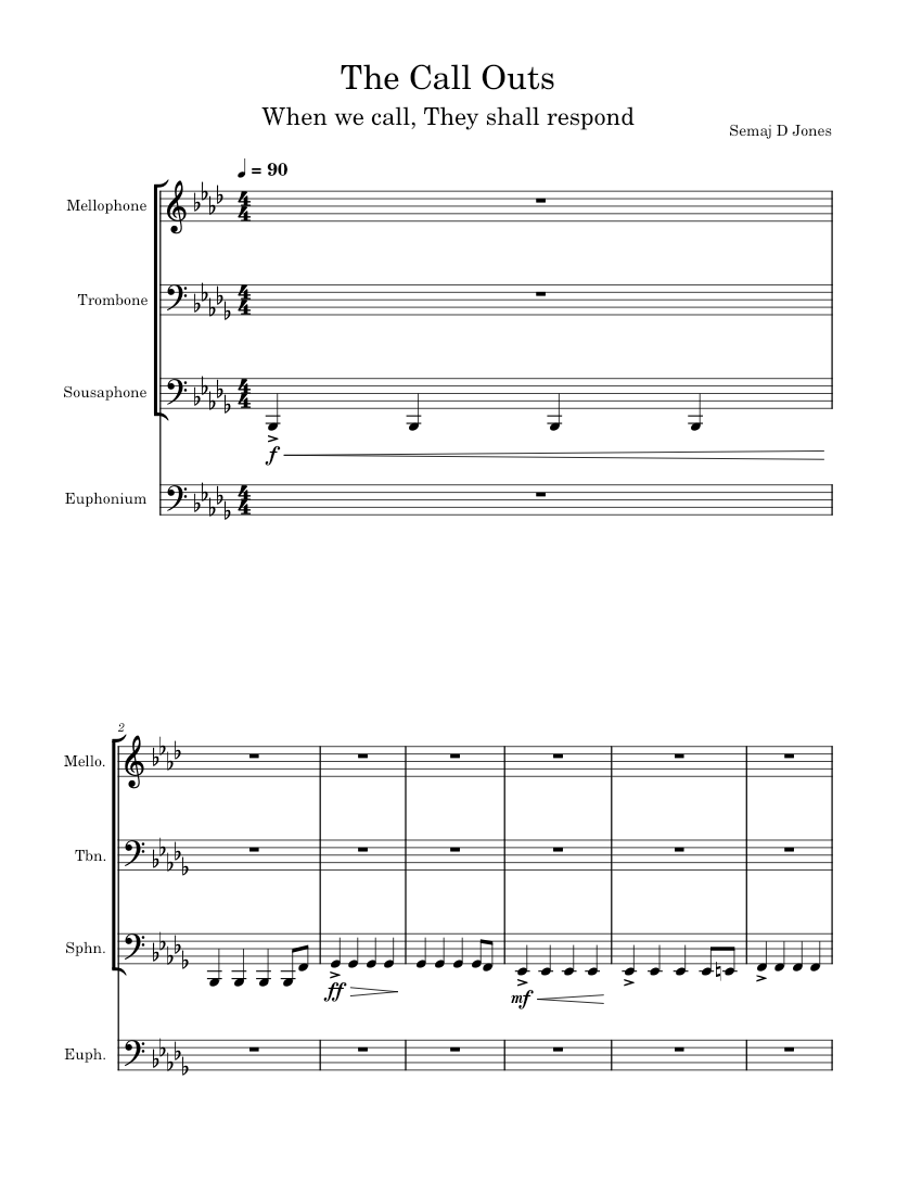 The Call Out| Brass Ensemble| Band/Band Call Out |Semaj Jones Sheet ...