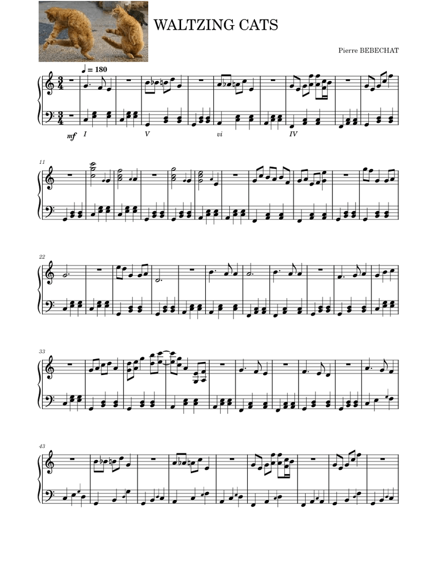 WALTZING CATS Sheet music for Piano (Solo) | Musescore.com