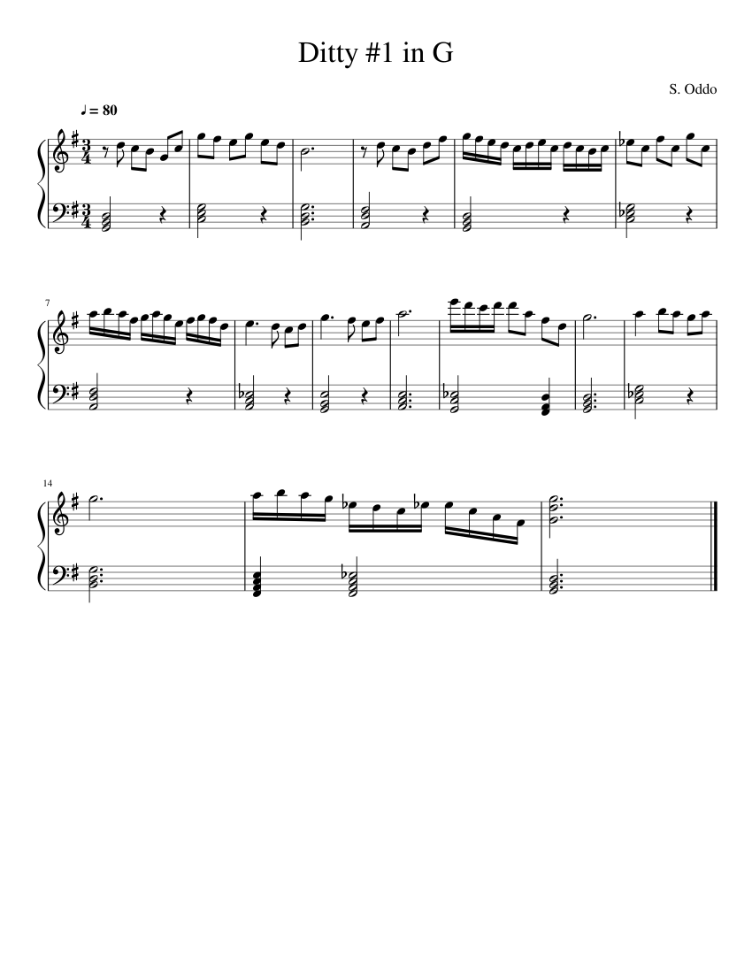 Ditty #1 in G Sheet music for Piano (Solo) | Musescore.com