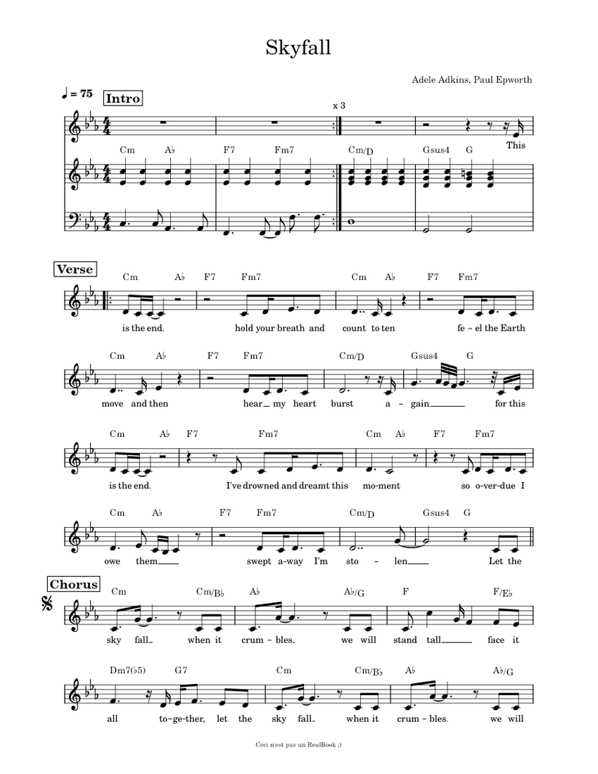 Skyfall – Adele Sheet Music with Chords for Piano (Piano Duo ...