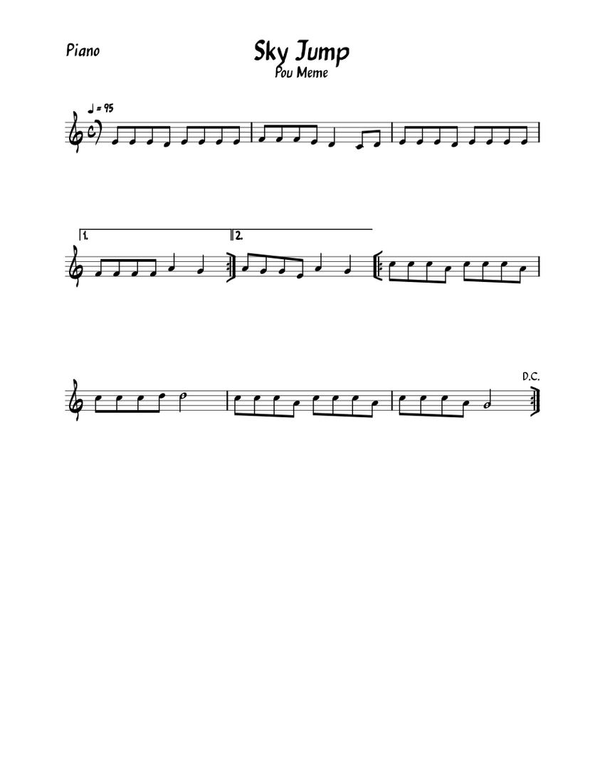 Sky Jump Song – Pou Sheet Music for Piano (Solo) Easy | MuseScore.com