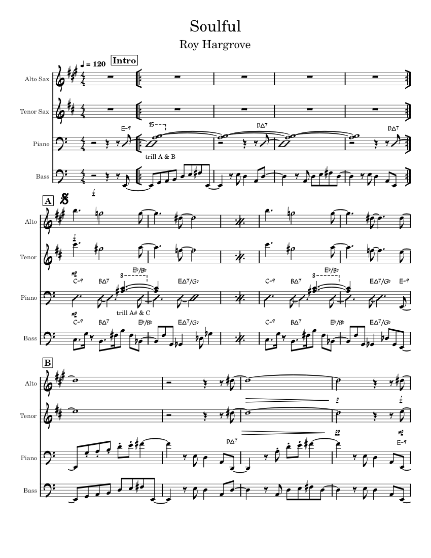 Soulful – Roy Hargrove Sheet Music with Chords for Piano, Saxophone ...