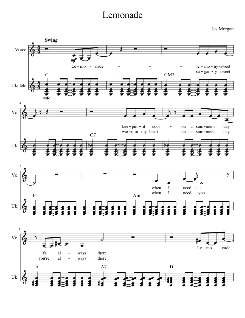 Lemonade Sheet music for Vocals, Ukulele (Mixed Duet) | Musescore.com