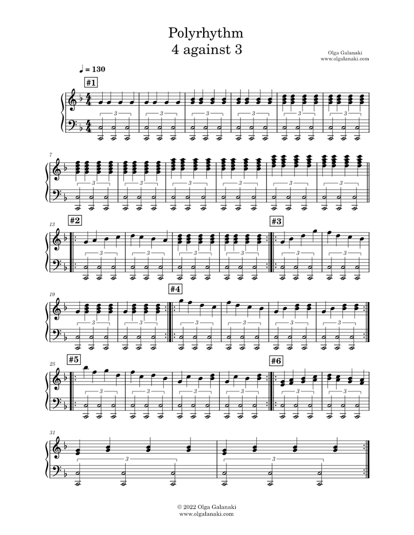 Polyrhythm 4 against 3 – Olga Galanaki Sheet Music for Piano (Solo ...