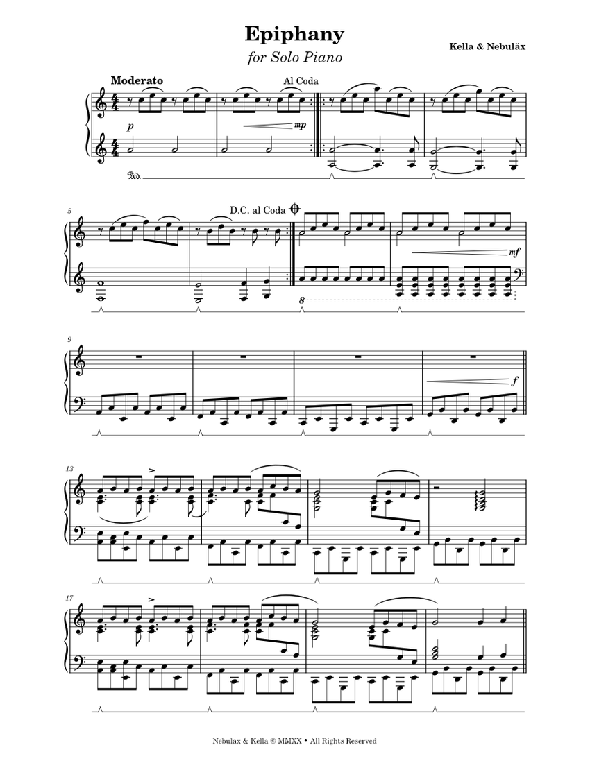 Epiphany for Solo Piano - Nebuläx and Kella Sheet music for Piano (Solo ...