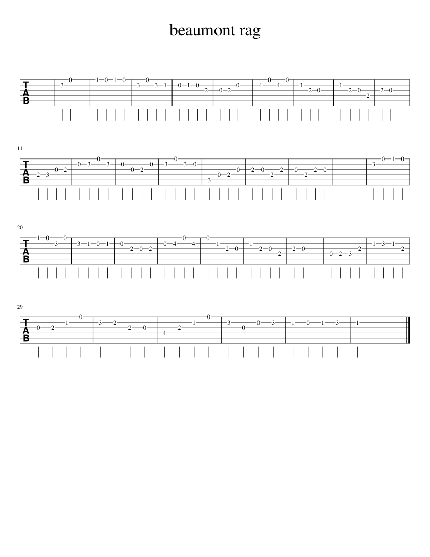 Beaumont rag Sheet music for Guitar (Solo) | Musescore.com