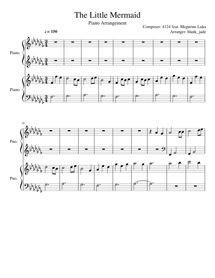 WIP The Little Mermaid (Vocaloid) Sheet music for Piano (Piano Duo ...
