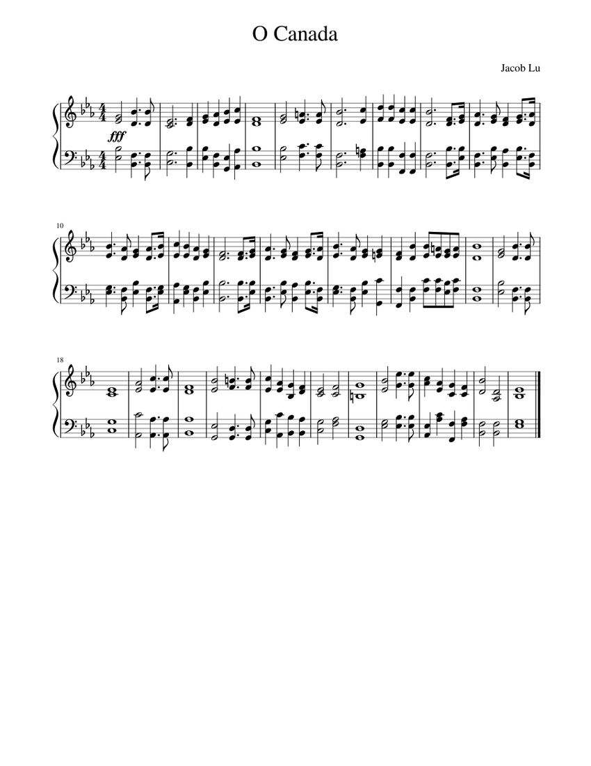O Canada Sheet music for Piano (Solo) | Musescore.com