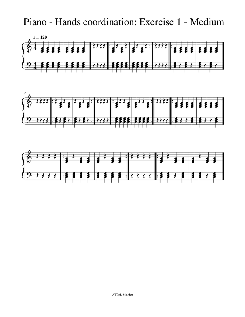 Hands coordination: Exercise 1 - Medium Sheet music for Piano (Solo ...