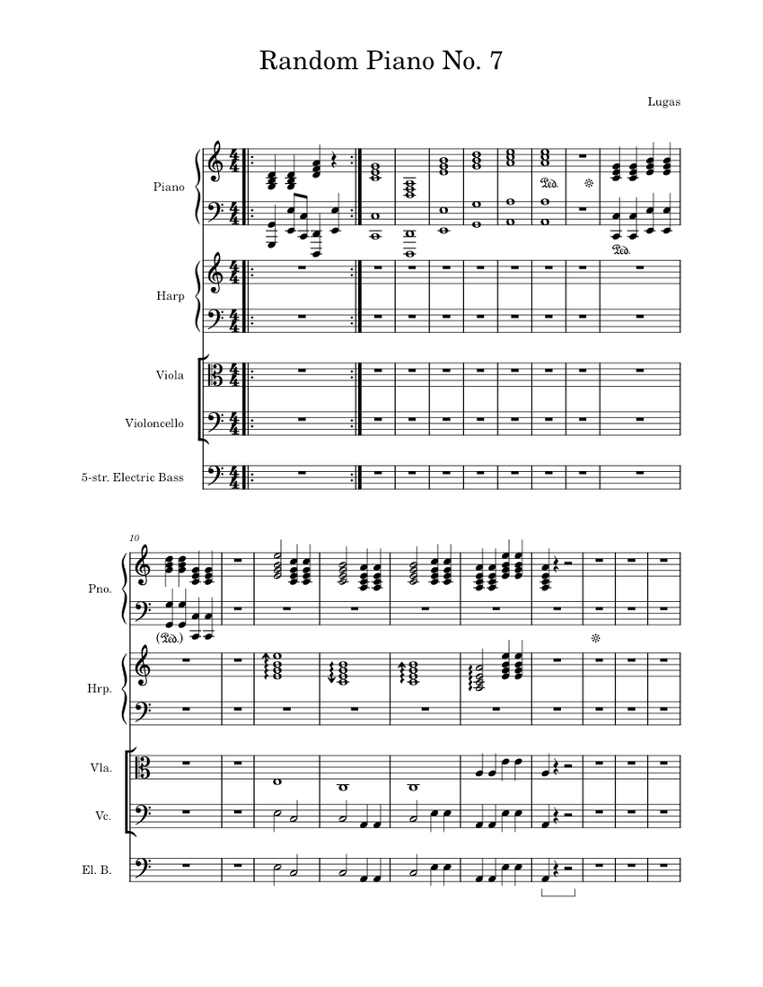 Random_Piano_No._7 Sheet music for Piano, Viola, Cello, Bass guitar ...
