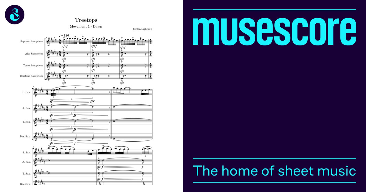 Treetops Sheet music for Saxophone alto, Saxophone tenor, Saxophone ...
