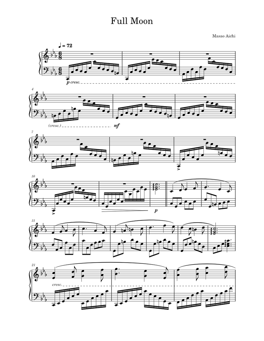 Full Moon Sheet Music for Piano (Solo) | MuseScore.com
