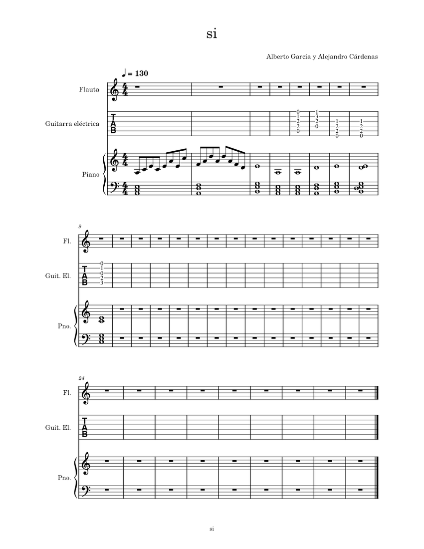 si Sheet music for Piano, Flute, Guitar (Mixed Trio) | Musescore.com