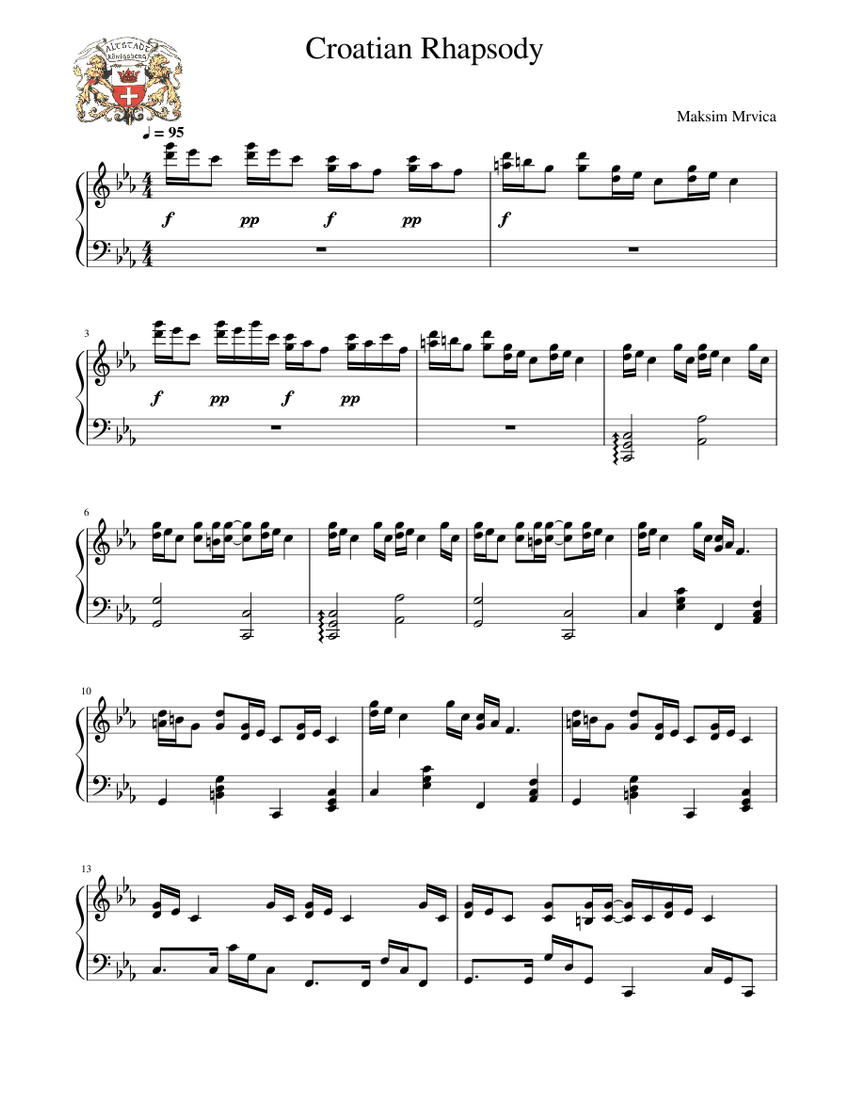 Croatian Rhapsody Maksim Mrvica Sheet Music for Piano (Solo ...