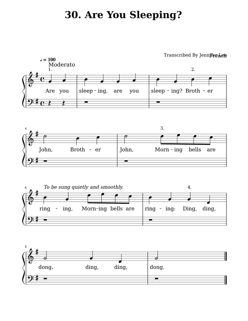 Are you sleeping? - Anonymous (Traditional) Sheet Music for Piano (Solo ...