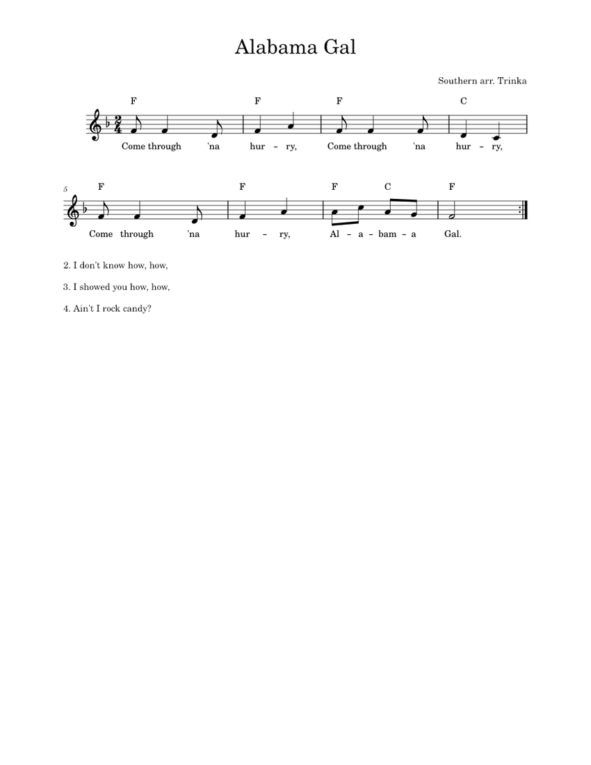 Alabama Gal – Misc tunes Sheet Music for Piano (Solo) Easy | MuseScore.com
