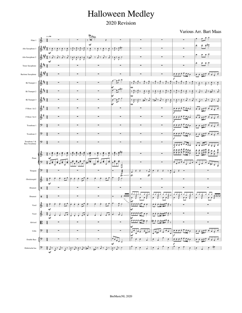 Halloween Medley Sheet music for Piano, Trombone, Flute, Saxophone alto ...