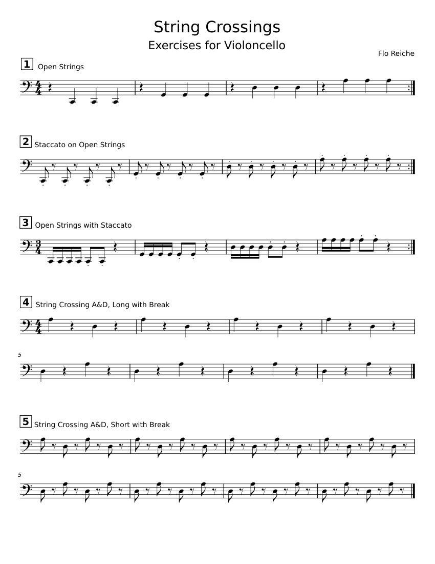 String Crossing Exercises for Cello Sheet music for Cello (Solo ...
