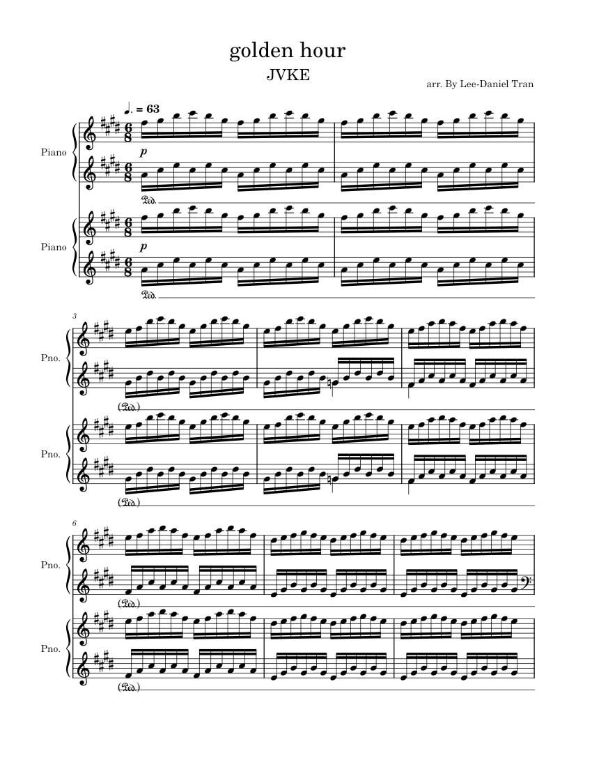 golden hour - JVKE | For 2 Pianos Sheet Music for Piano (Piano Duo ...