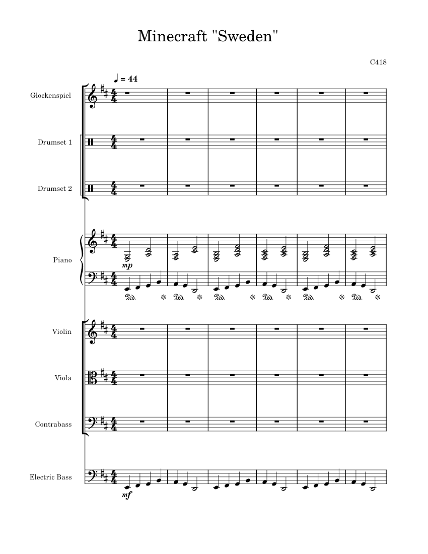 Sweden – C418 Sweden (from Minecraft) – C418 Sheet music for Piano ...