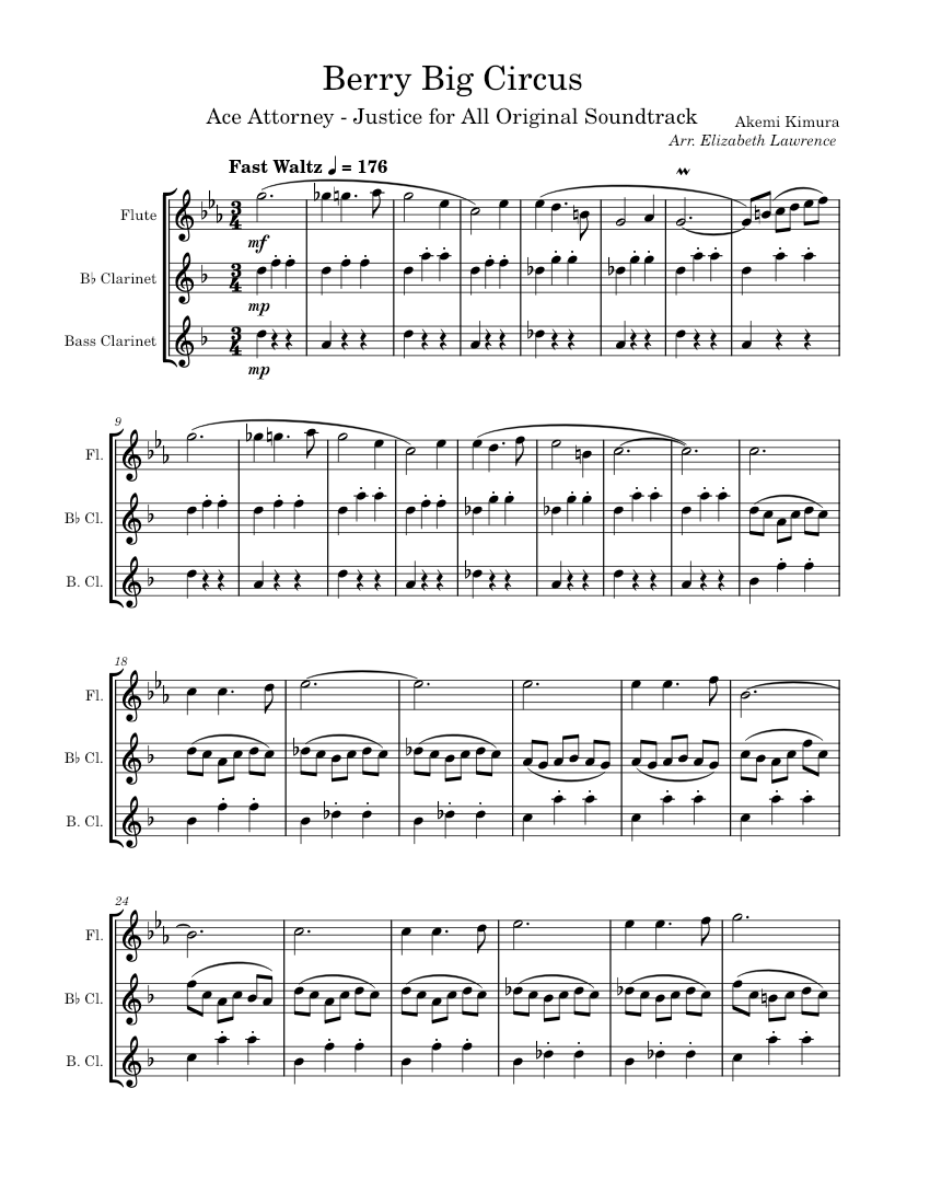 Berry Big Circus - Ace Attorney: Justice for All Sheet music for Flute ...
