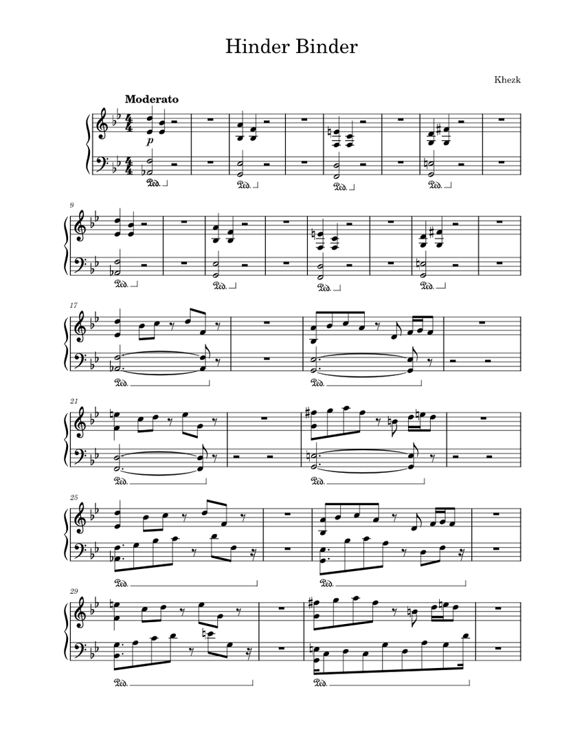 Hinder Binder Sheet music for Piano (Solo) | Musescore.com