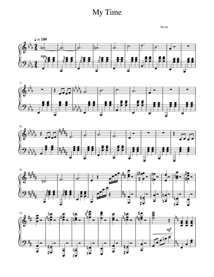 My Time – Bo En Sheet Music for Piano (Solo) | MuseScore.com