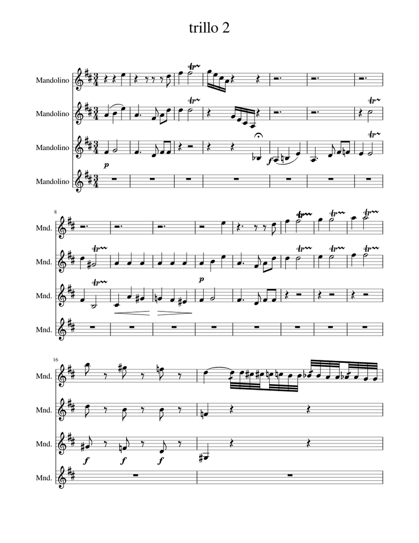 trillo 2 Sheet music for Mandolin (Mixed Quartet) | Musescore.com
