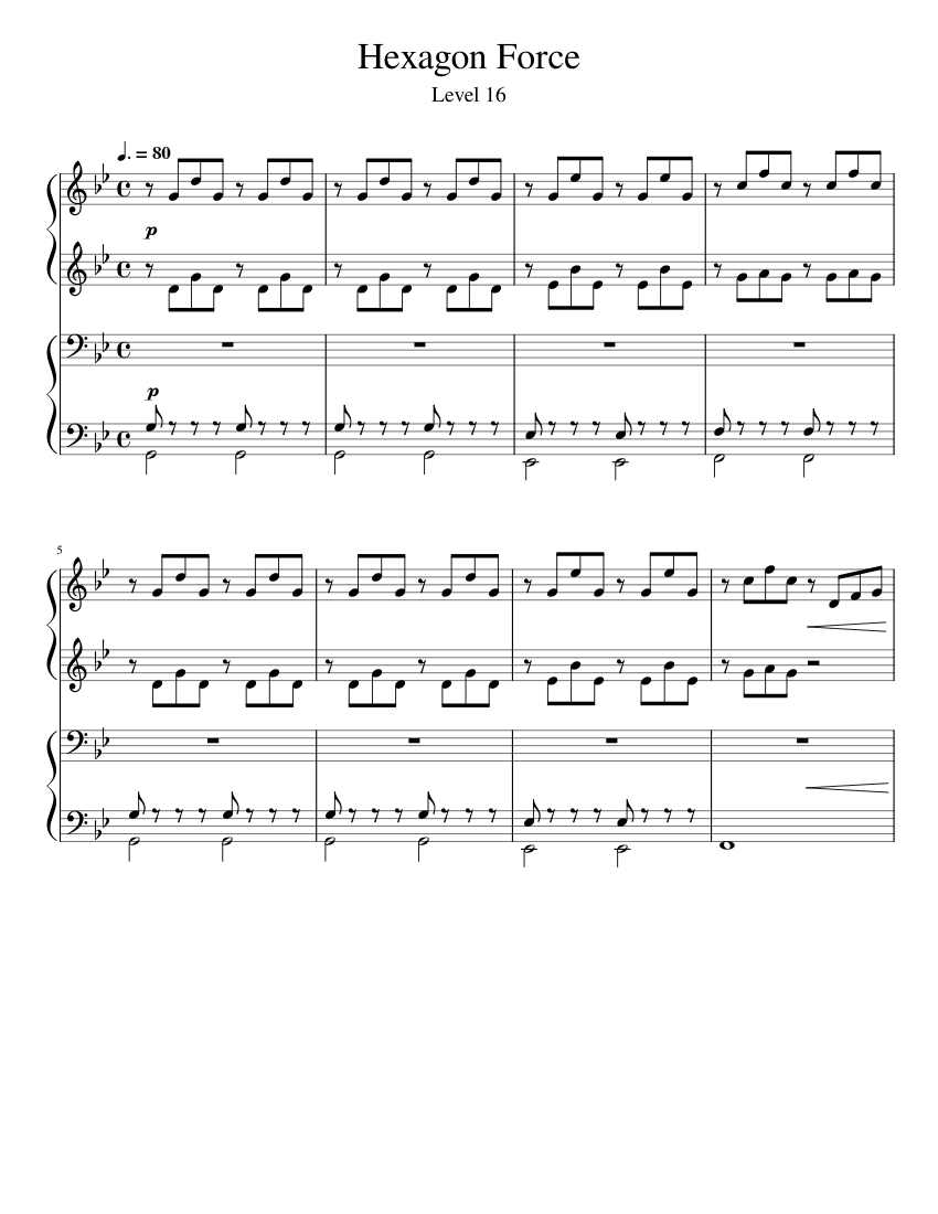 Hexagon Force (From Geometry Dash) Sheet Music for Piano (Piano Duo ...