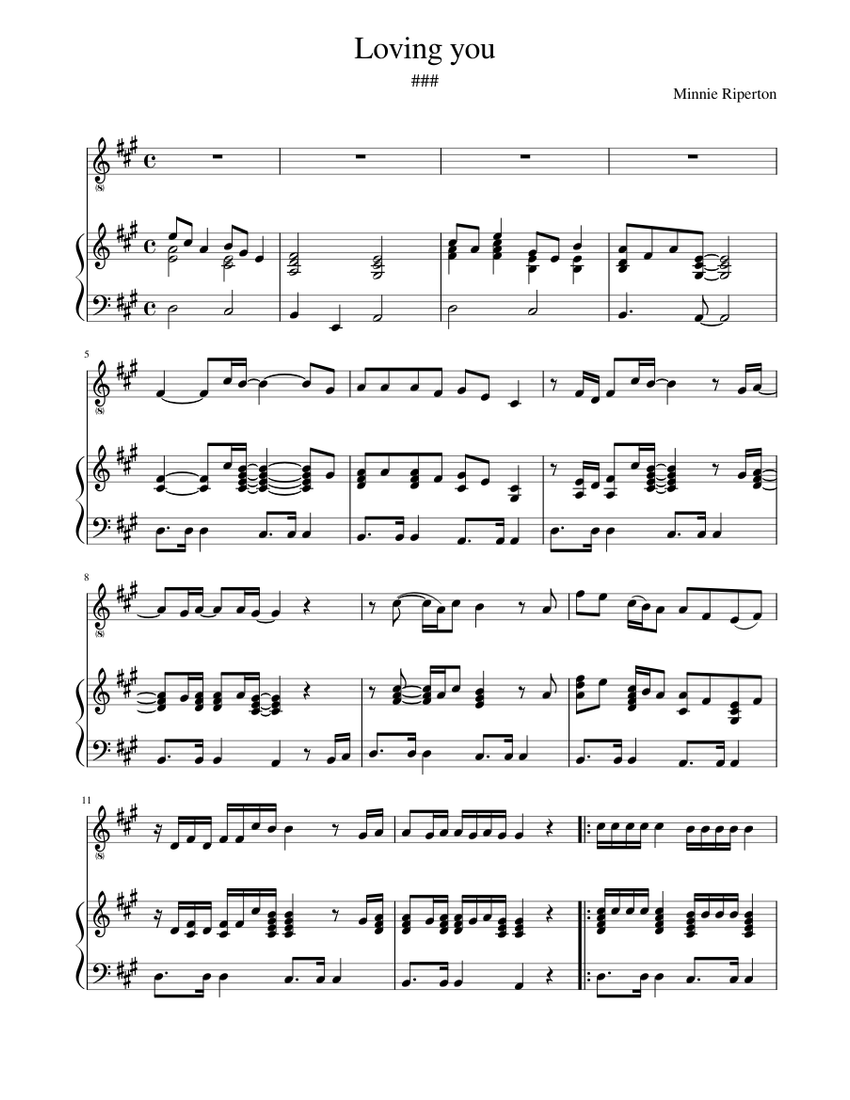 Loving_you Sheet Music for Piano, Vocals (Piano-Voice) | MuseScore.com