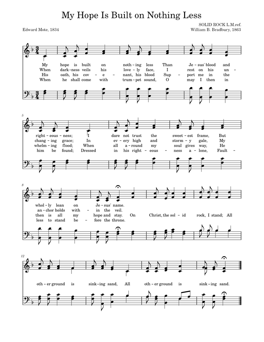 TH 521 My Hope Is Built on Nothing Less Sheet music for Piano (Choral ...