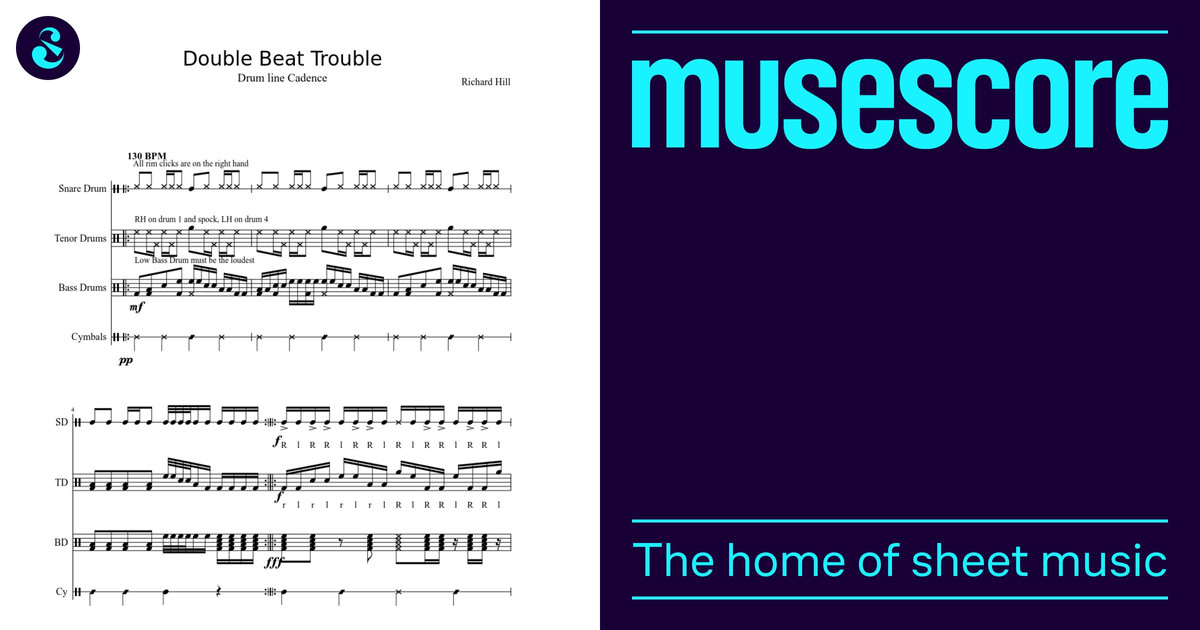 Double Beat Trouble (drumline cadence) Sheet Music for Snare drum ...