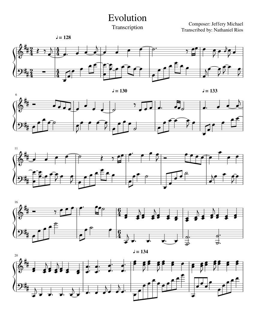 Evolution Jeffery Michael Sheet Music for Piano (Solo) | MuseScore.com