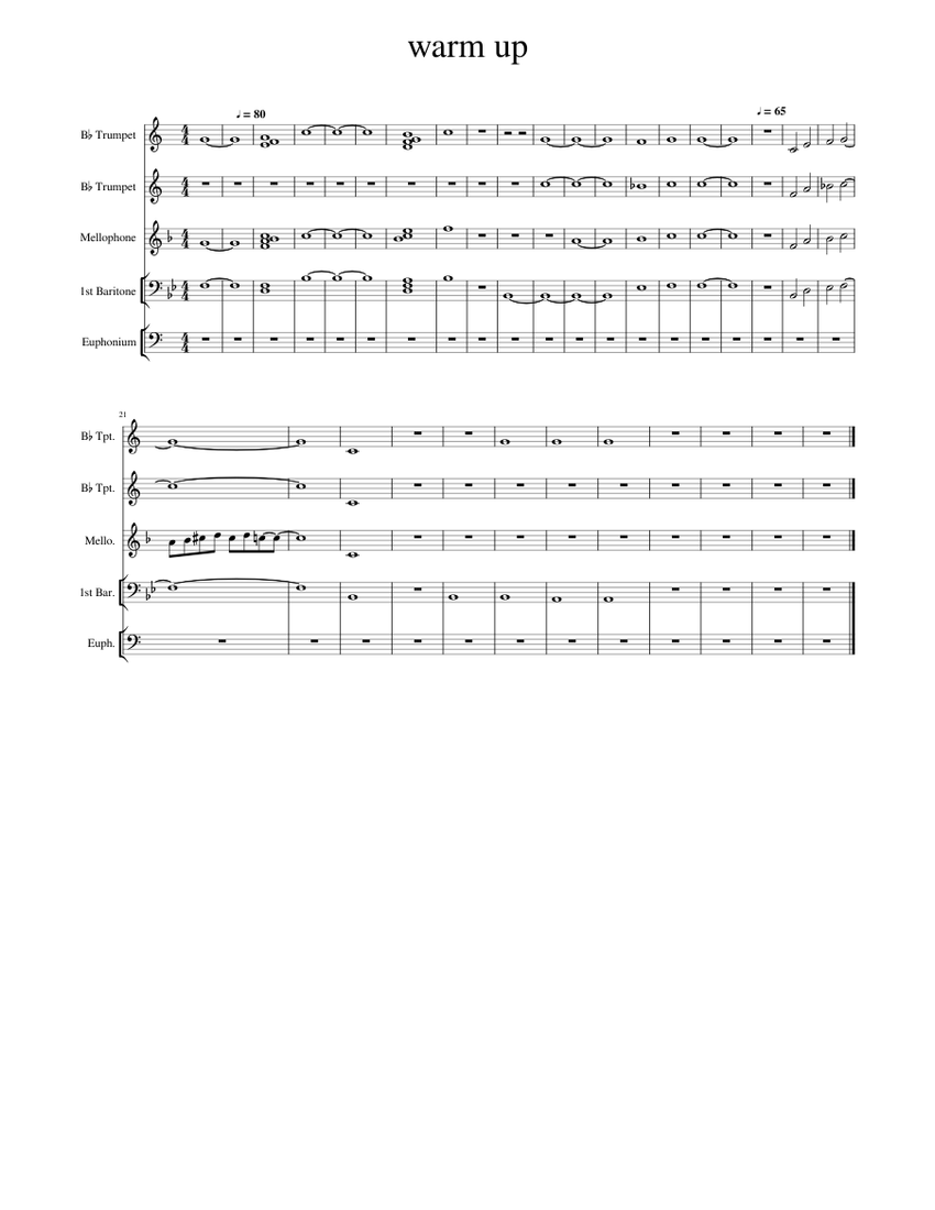 Warm up Sheet music for Euphonium, Mellophone, Trumpet in b-flat ...