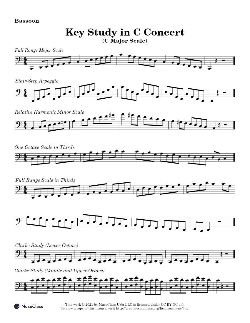 Key Study in C Major for Bassoon Sheet Music for Bassoon (Solo ...