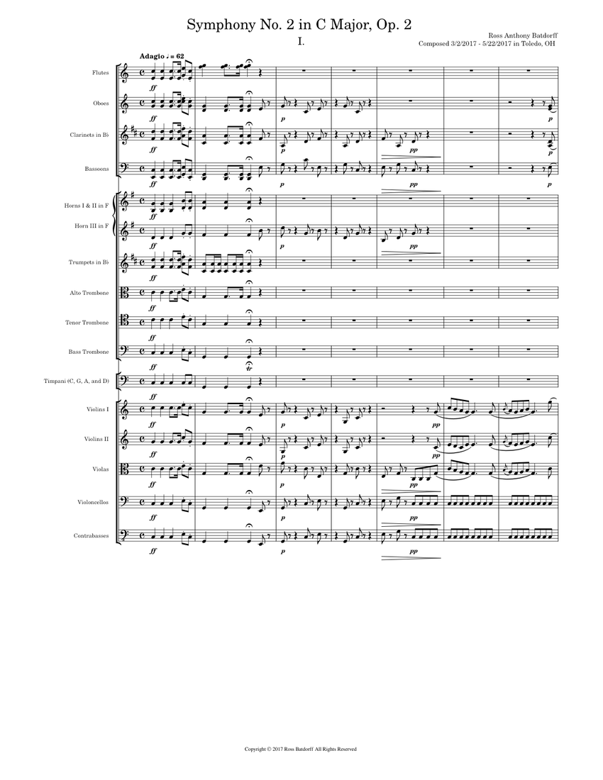 Symphony No. 2 in C Major, Movement I Sheet music for Trombone tenor ...